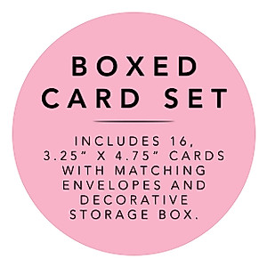 Graphique Peanuts Typewriter Boxed Notecards, 16 Snoopy at Typewriter Cards Embellished with Glitter, with Matching Envelopes and Storage Box, 3.25" x 4.75"