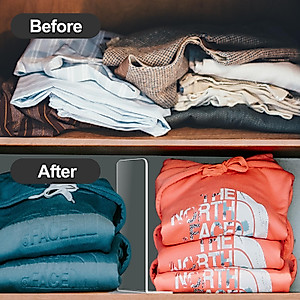 mioule Closet Shelf Dividers - Clear Plastic Acrylic Tall Cabinet Shelf Dividers Organizer for Wood Shelves Closets - Shelf Separators in Closet for Clothes (8 Pack)
