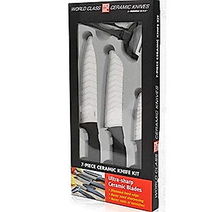 Miracle Blade IV World Class Professional Series White Ceramic 7-piece Knife Set with Protective Blade Covers