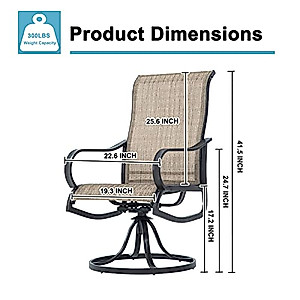 VONZOY Patio Swivel Chairs Set of 2, High Back Outdoor Dining Chair with Textilene Mesh Fabric for Lawn Garden Backyard