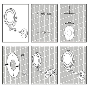ESRADA Bathroom Mirror Makeup Mirror,3X Magnification Extendable Double Sided Bathroom Mirror Swivel Folding Round Shape Cosmetic Vanity Mirror (Metal 8inch 3X)