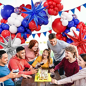 Red White and Blue Balloons Garland Arch Kit, 5 10 12 18 inch Red White Blue Confetti Latex Balloons for 4th of July Graduation Baseball Birthday Party Decorations