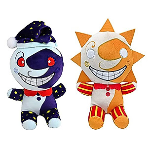 XIUMON Sundrop and Moondrop Plush Toy, Sun and Moon Stuffed Animal,Clown Figure Cartoon Plush for Fans Birthday Gift (2PCS)