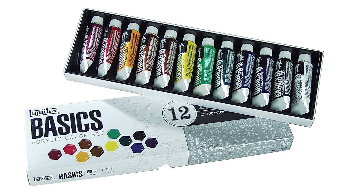Liquitex BASICS Acrylic Paint Set – 12 Vibrant Colors for Artists