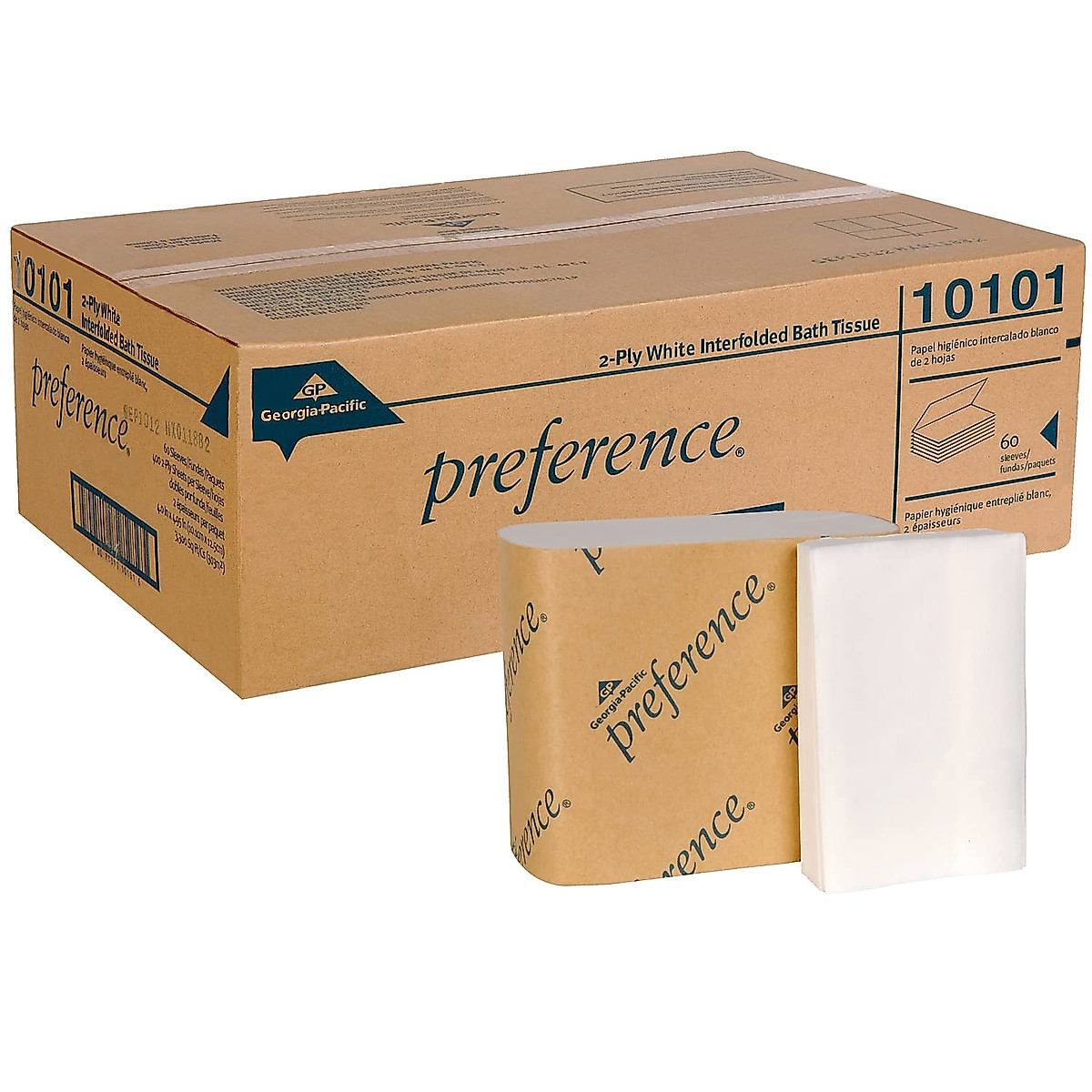 Georgia Pacific 10101 Singlefold Interfolded Bathroom Tissue, White, 400 Sheet/Box, 60/Carton