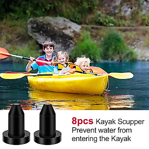 Skylety 8 Pieces Kayak Drain Plug Silicone Scupper Plugs Drain Holes Stopper Bung for Most Fishing Boats Kayak