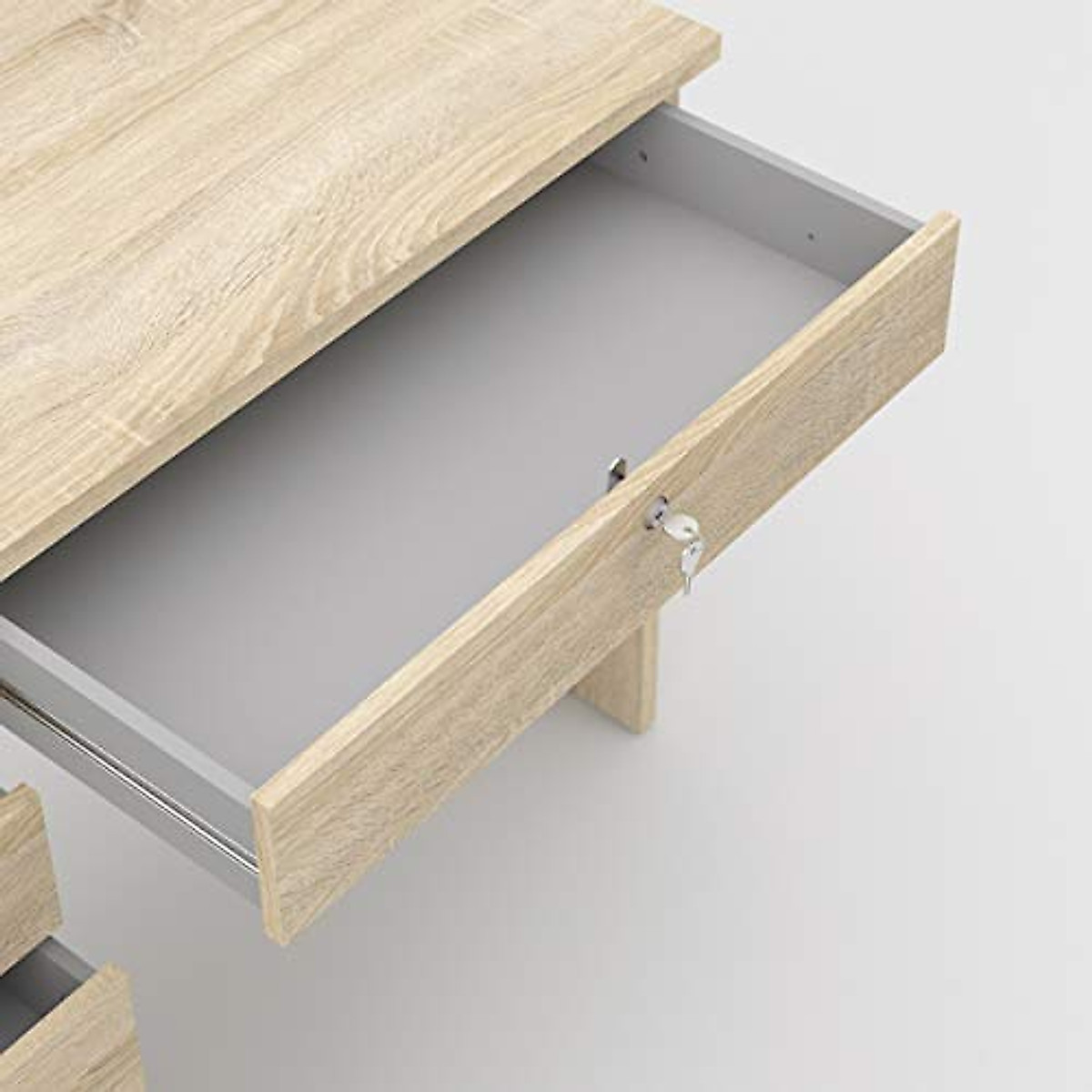 Tvilum, Oak Structure Walden Desk with 5 Drawers