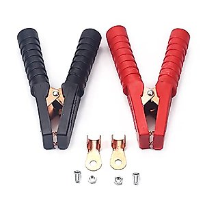 Heyiarbeit 2Pcs 300A Heavy-Duty Insulated Alligator Clips Battery Electrical Test Clips for Car Auto Vehicle Boat, Red and Black