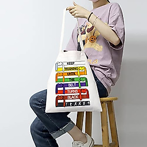 MBMSO Karate Tote Bag Keep Training until the Belt Turns Black Tote Bag Karate Girl Gifts Taekwondo Gifts Martial Arts Gifts (Karate TB)