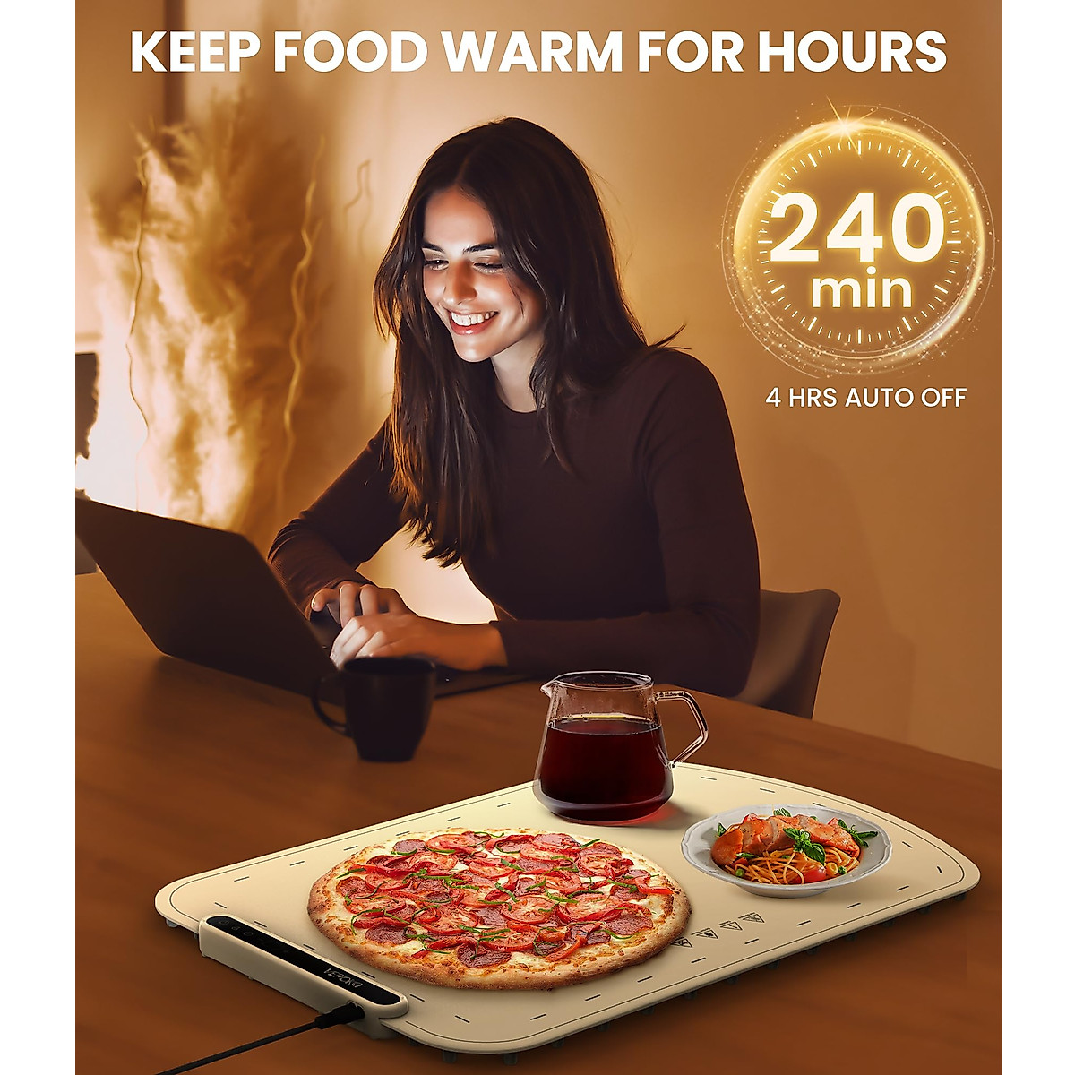 Food Warming Mat for Buffet, VEPOKA Electric Warming Tray to Keep Food Warm at Party, Silicone Heating Mat with 7 Temperature Levels& Auto Shut-Off, Food Warmers for Parties, Gatherings, Everyday Use