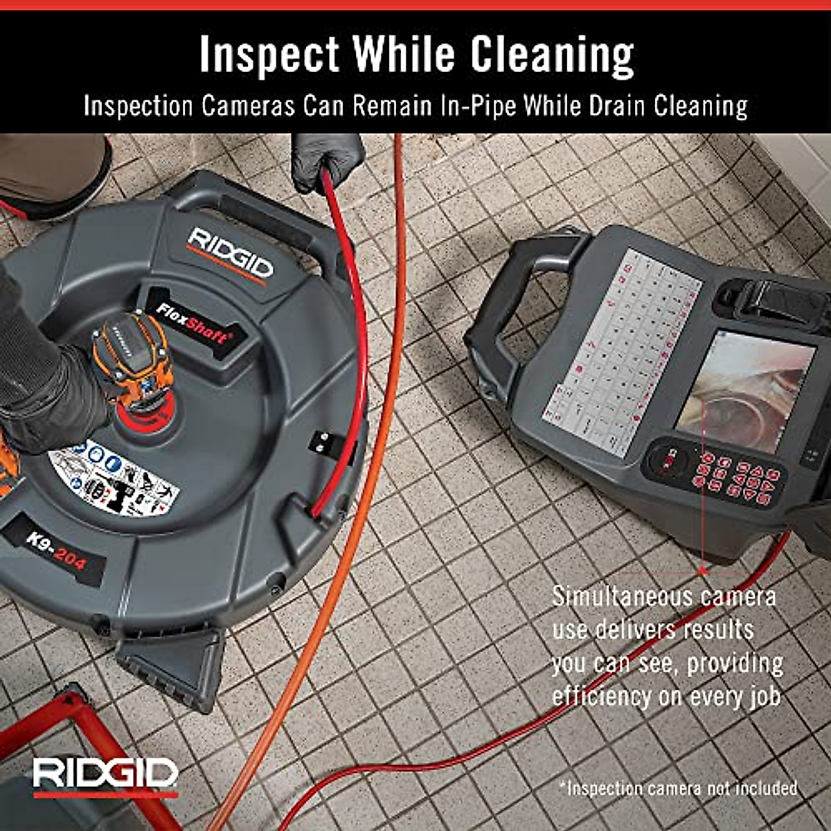 RIDGID 64273 Model K9-204 FlexShaft Drain Cleaning Machine Kit for 2"-4" Pipes