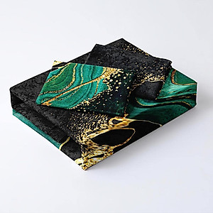 Holiyjog Black and Green Marble Duvet Cover Set Queen Size Gold Veins Malachite Comforter Cover Bedding Set Luxry Art Decor Bedroom