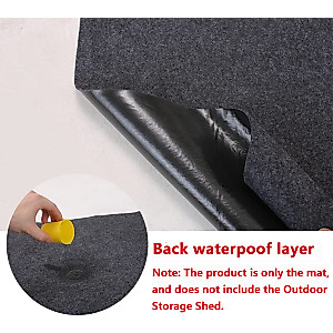 Meitola Outdoor Storage Shed Mat，Waterproof and Dustproof Outdoor Carport Mat—Backing Prevents Liquid Penetration，Soft Material, Patio Furniture Mat，Non-Slip，Washable, Black (8' x 6')