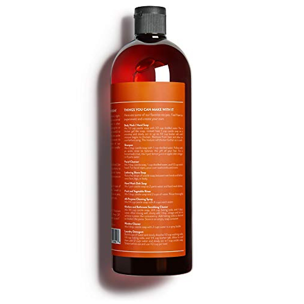 Cove Castile Soap Citrus - 1 Liter / 33.8 fl oz - Organic Argan, Jojoba, and Hemp Oils