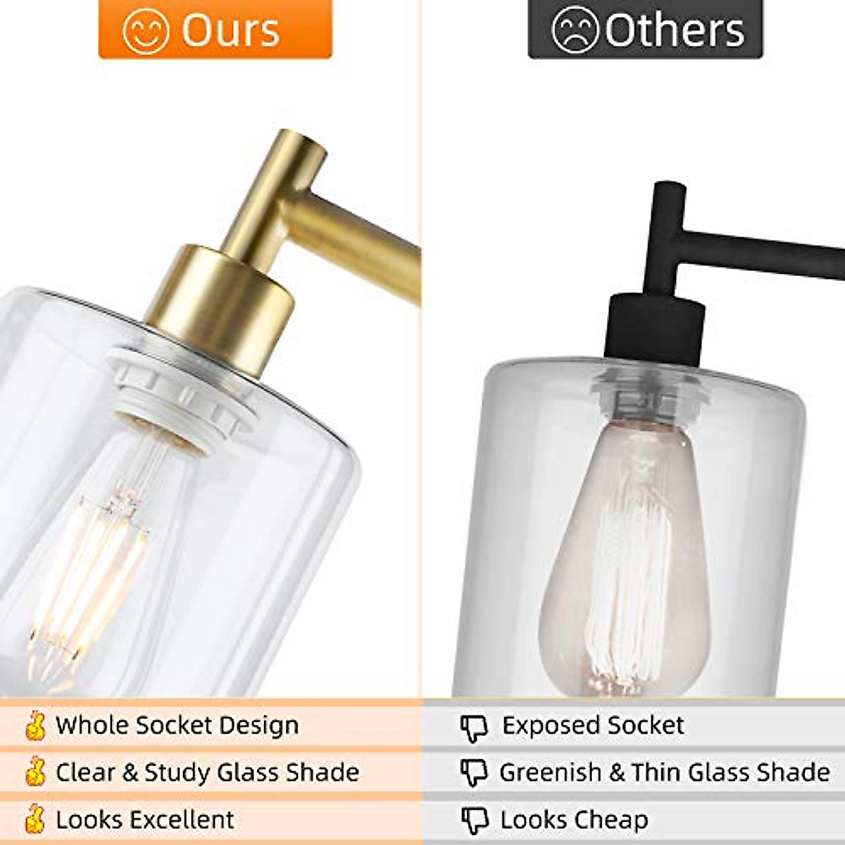 Industrial Floor Lamp with Hanging Glass Shade Brass Gold Farmhouse Indoor Pole Light with Edison E26 Base Vintage Rustic Standing Tall Lighting for Living Room Bedroom Office( ST64 Bulb Included)