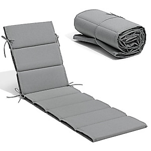 Crestlive Products Outdoor Chaise Lounge Cushion, Outdoor Lounge Chair Cushion for Patio Furniture, Lawn, Pool, 72''L x 21''W (Gray)