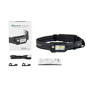 OLIGHT Array 2 Pro 1500 Lumens Headlamp with Red Light Option, Powered by USB-C Rechargeable LED Headlight with Motion Sensor for Outdoors, Camping, Running, Working (Black)