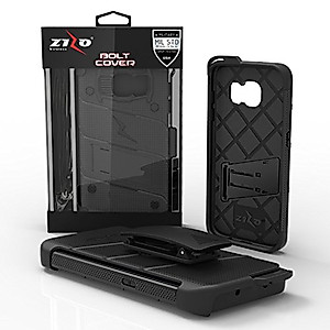 ZIZO Bolt Series Samsung Galaxy S7 Edge Case Military Grade Drop Tested with Tempered Glass Screen Protector Holster Black