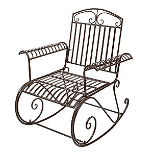 Bent Armrest Single Rocking ，Outdoor Chai rrocking,Rocking Chairs for Porch Patio，Black, 30.31 x 34.64 x 38.58'' / 76.99 x 87.99 x 97.99