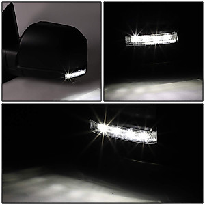 DNA Motoring TWM-058-OE-T888-BK-CL-L Powered+Heated+LED Signal Puddle Light Factory Style Side Mirror Left Compatible With 15-18 F-150 with 22-Pin Plug