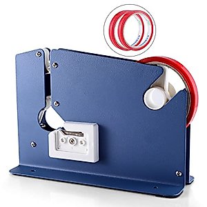 kimilus Steel Tape Bag Sealer with 2 Bag Sealing Tape, Plastic Bag Sealer Poly Bag Sealer for Meat Cake Bread Icing, Heavy Duty Metal Produce Bag Sealing Taper Dispenser