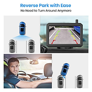 AUTO-VOX Wireless Backup Camera with 5" Monitor System,2 Channels Trailer Hitch Rear View Reverse Cam,Back Up Camera for Cars with 2.4G Stable Digital Signal for Truck, SUV,Van,Trailer,Small RV-W7PRO