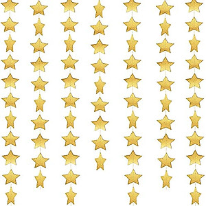 65Ft/20 Meters Star Paper Garland Bunting Banner Party Birthday Hanging Decoration Baby Shower Decor (Gold)
