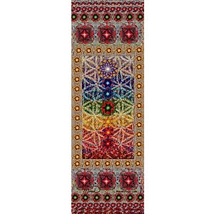 Energetic Integrations, Premium Yoga Mat,100% Natural Tree Rubber, 24"x72.5", 4mm thick, Great Grip,Odorless,Colorfast,Patented Printing Process designs from original wool yoga rugs by Charlene Marsh.