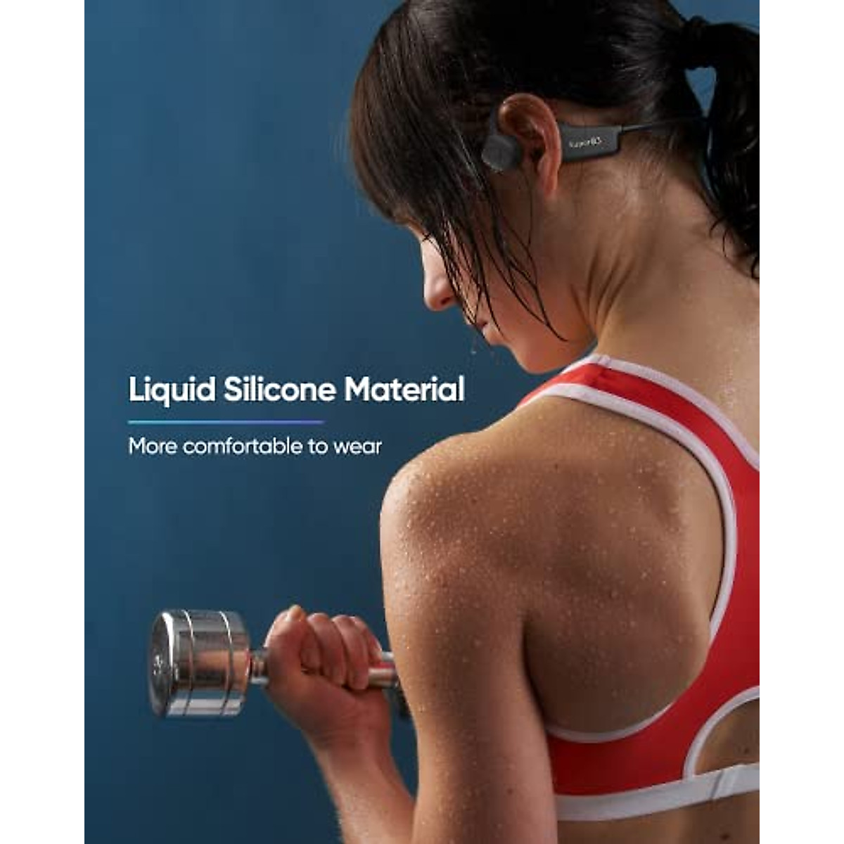 SAMVEK Bone Conduction Bluetooth Headphones with Mic, Qualcomm 3024 Chip, IP68 Waterproof Open Ear Headphones, Wireless Sweatproof Earbuds, Sport Headset for Running, Cycling, Workouts and Gym