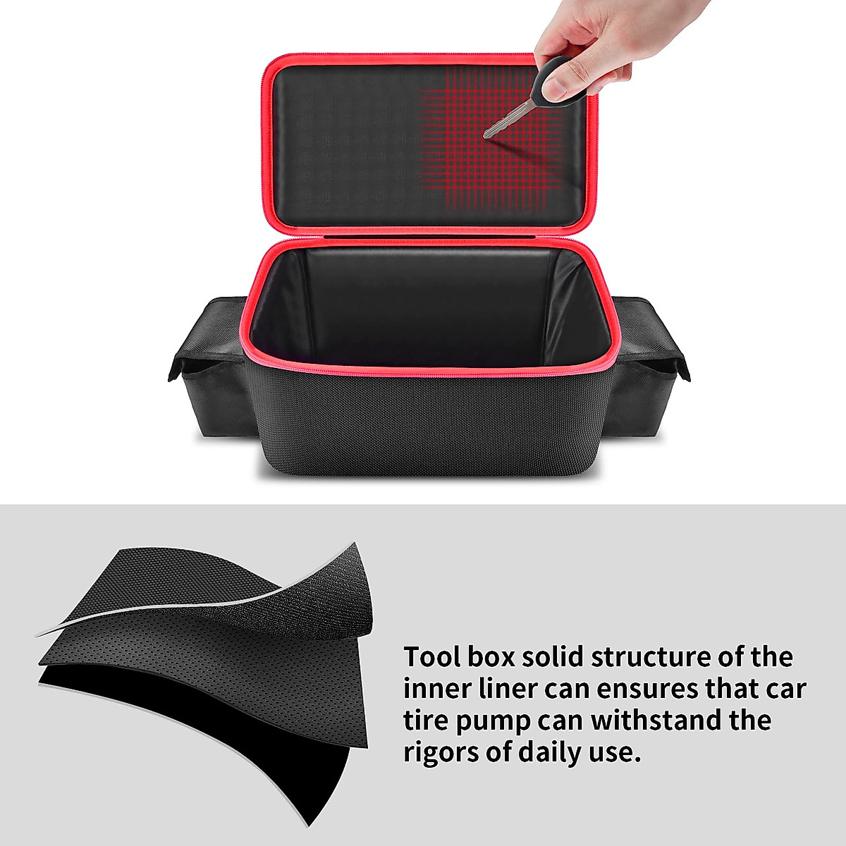 Air Compressor Bag Compatible with Milwaukee M18 Inflator 2848-20/2771-20, Air Pump Carrying Box for Milwaukee Tools,Storage Holder for 18V 3.0/4.0/5.0/6.0/6.5/7.0/8.0Ah Battery (Case Only)-Black