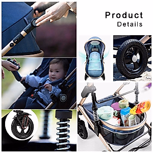 Chilechuan High View Light Weight Strollers for Toddler, Upgraded Infant Carriage Prams and Strollers for Babys Boys and Girls Travel System Pram with Stroller Rain Cover and Strollers Fan