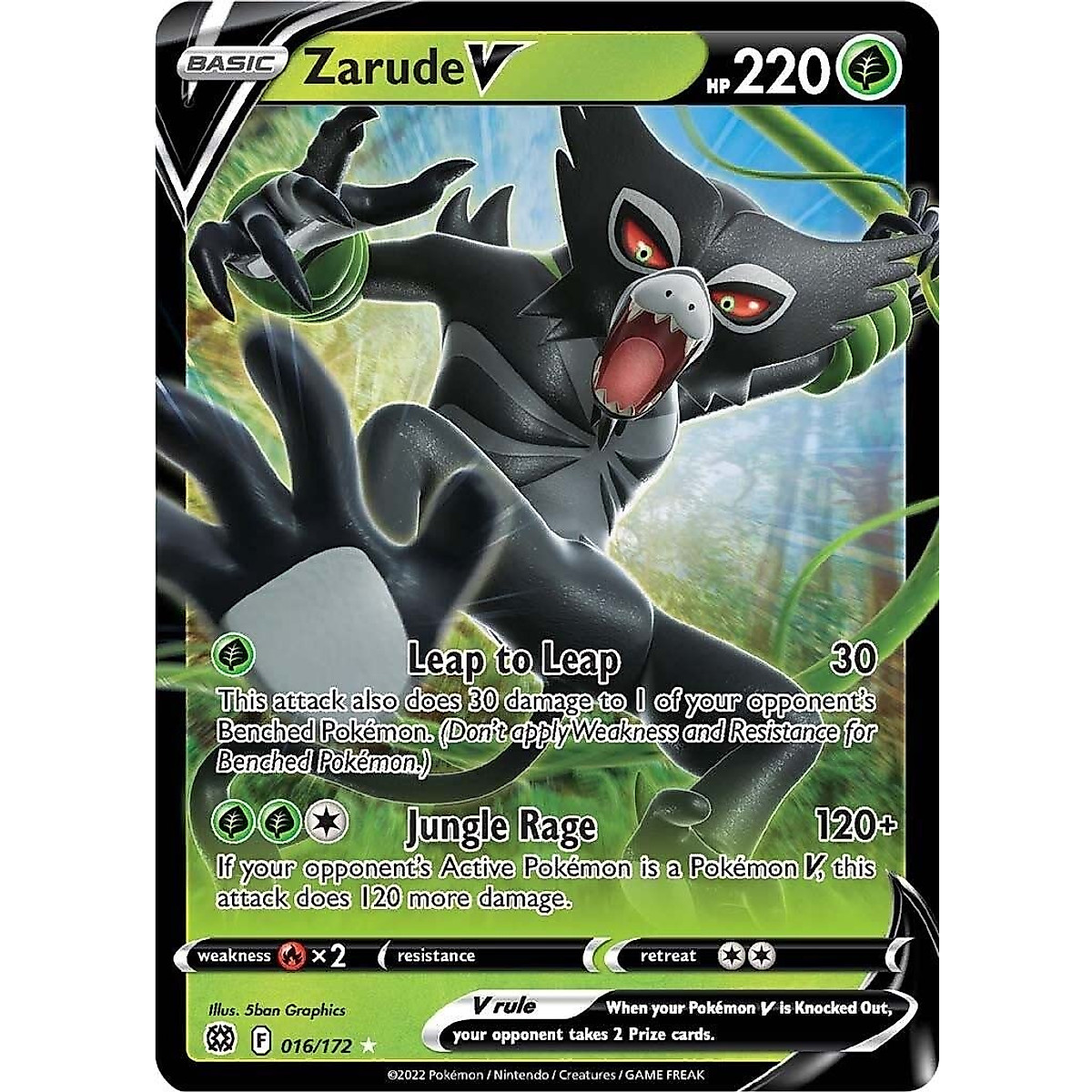 Zarude V 016/172 Brilliant Stars - Ultra Rare Pokemon Card - Holo Foil