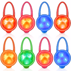 8 Pieces Dog Collar Light Waterproof Silicon Dog Collar Light LED Night Pet Strobe Harness Leash Necklace Lights for Walking Camping Warning Reflective Gear Accessories