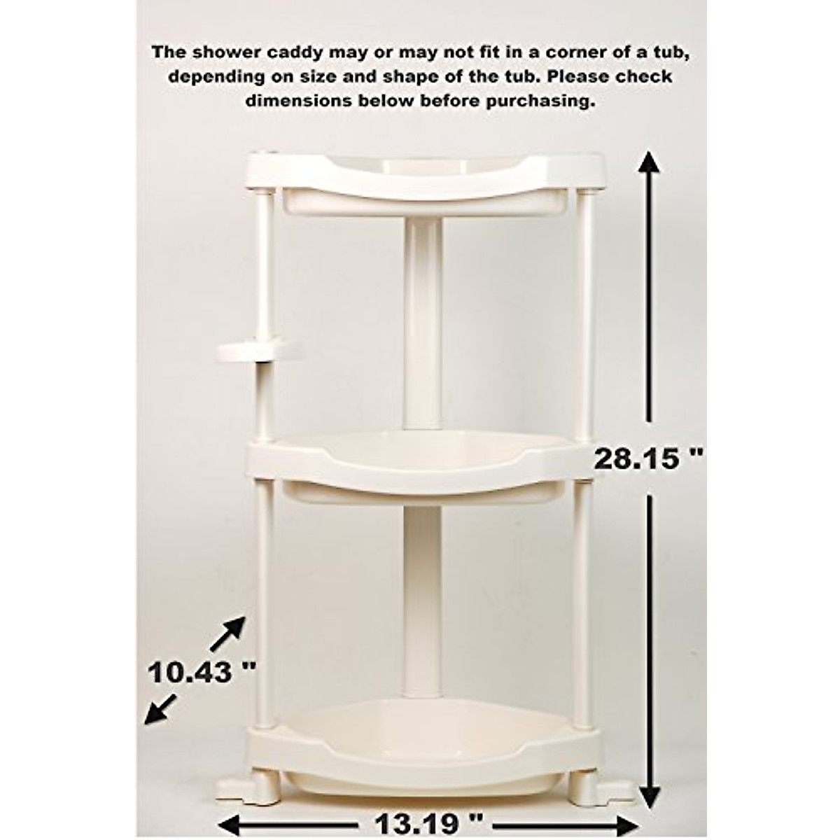 Tenby Living Corner Shower Caddy - 3 Shelf Shower Organizer Caddie with Movab.
