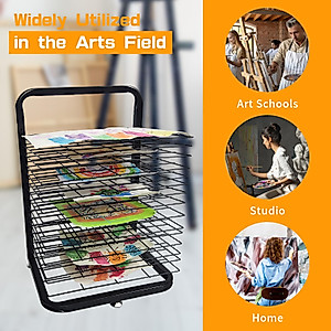 Art Drying Rack - Multi-Functional Art Storage Rack, 15 Removable Shelves for Classroom and Art Studio Use, Ideal for Paint Drying