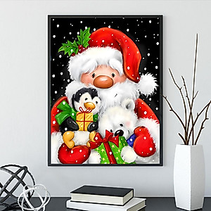 Christmas Diamond Art Painting Kits for Adults - 5D Round Full Drill Diamond Dots Paintings for Beginners, Paint with Diamonds Santa Claus Gem Art Painting Kits DIY Adult Crafts Kits 12x16inch