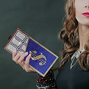 GripIt Bling Diamond Chocolate Money Purses and Handbags Rhinestone Clutch Bag for Womens Purses Crossbody Purse Evening Party Bags Handbag,Blue