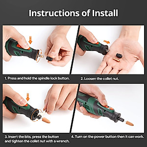 DEPSTECH Cordless Rotary Tool Kit, 8V 2.0Ah Rechargeable Battery, 30000RPM 5-Speed Multi Power Carving Tools, 127Pcs Accessories, Shield Attachment, Cutting/Drilling Guide for Handmade/DIY Creations