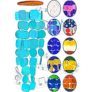 Bellaa 20744 Wind Chimes for Outside Aqua Turquoise Blue 27 inch Sea Glass Capiz Shells, Outdoor Windchimes Garden Patio Farmhouse Zen Beach Home Decor, Birthday Gifts for Women