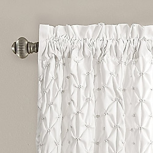 Lush Decor Bayview Curtains-Pintuck Textured Semi Sheer Window Panel Drapes Set for Living, Dining, Bedroom (Pair), 84" x 54", White