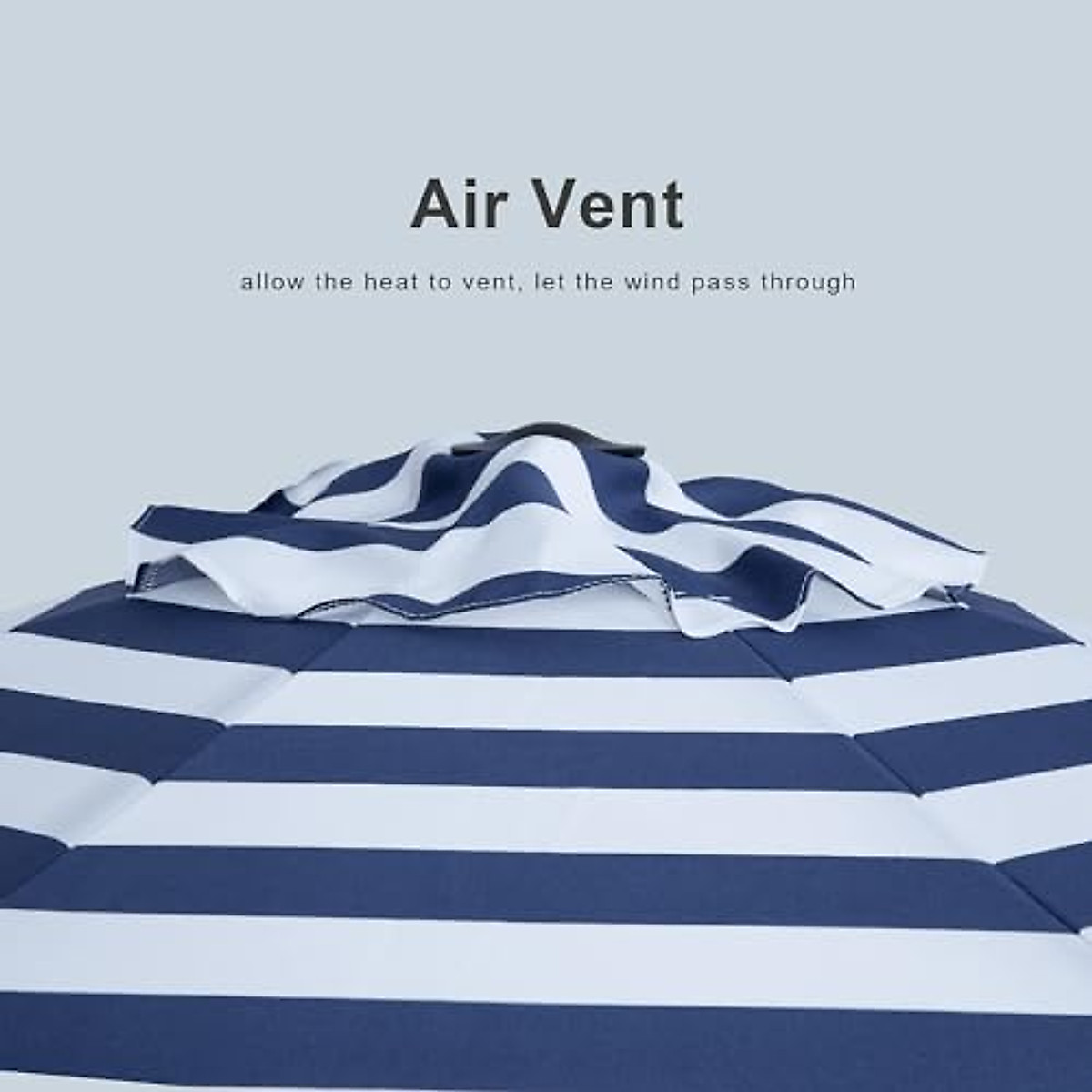 Tempera 9ft Patio Market Outdoor Table Umbrella with Push Button Tilt and Crank,Large Sun Umbrella with Sturdy Pole&Fade resistant canopy,Easy to set, Blue White Stripe