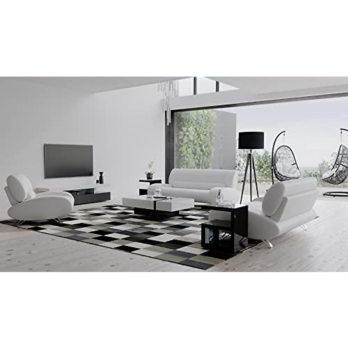 Zuri Furniture Modern Aspen White Microfiber Leather Sofa