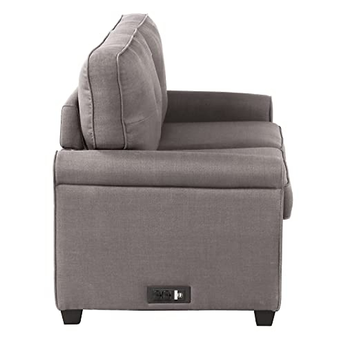 OUllUO Pull Out Sofa Bed Dual Plugs USB Ports, 2-in-1 Convertible Loveseat Sofa Couch Sleeper with Folding Mattress, Modern 2 Seat Small Sofa Couch for Living Room Apartment Guest Bedroom,Gray