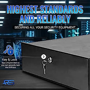 Heavy Duty Steel 18" x 18" x 5" DVR/PC Security Lock box with 16 Gauge steel walls, Exhaust Fan, Great electonics lock box for stores, gyms, classrooms, and any public place (BLACK, 15" x15"x5")