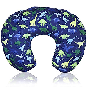 Dinosaur Nursing Pillow Cover & Carseat Cover Set, Breastfeeding Pillow Slipcover & Car Seat Canopies for Baby Boys & Girls, Nursing Pillow Case & Stroller Covers for Newborn, Soft Fabric Fits Snug On