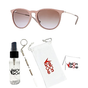 Ray-Ban RB4171 Erika Sunglasses + Vision Group Accessories Bundle (Dark Rubber Sand/Violet Gradient Brown (600068) womens