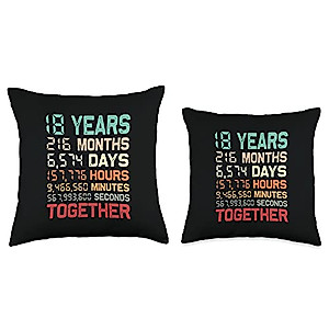 18th Wedding Anniversary Gifts Apparel Co. 18 Years Together Couple Matching 18th Wedding Anniversary Throw Pillow, 16x16, Multicolor