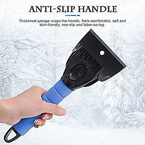 Fekey&JF Ice Scraper for Car Windshield and Window, Auto Snow Removal with Foam Handle, No Scratch Cleaning Tool Remove Frost and Snow, Car Winter Exterior Accessories for Cars, SUV, Van (Blue)