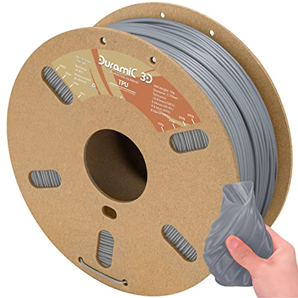 TPU Filament 1.75mm Black and Gray Bundle, DURAMIC 3D TPU Flexible Filament 95A, Soft TPU 3D Printing Filament, 1kg Spool, Dimensional Accuracy +/- 0.05mm, Black 1 Pack