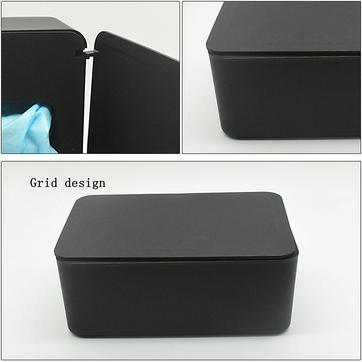 Wipes Dispenser, Baby Wipe Holder with Lids, Keeps Wipes Fresh, Refillable Wipes Container with Sealing Design, Bathroom Wipes Pouch Case (Black)